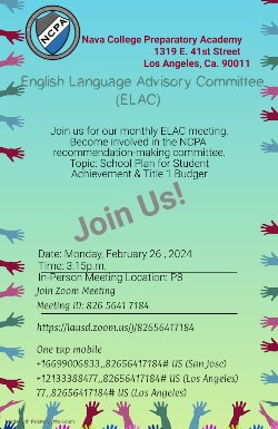 English Language Advisory Committee (ELAC) Meeting | Nava College ...